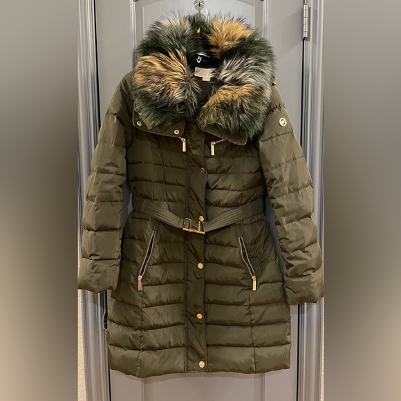 Michael Kors | Jackets & Coats | Mk Logo Belted Jacket Puffer Coat With ...